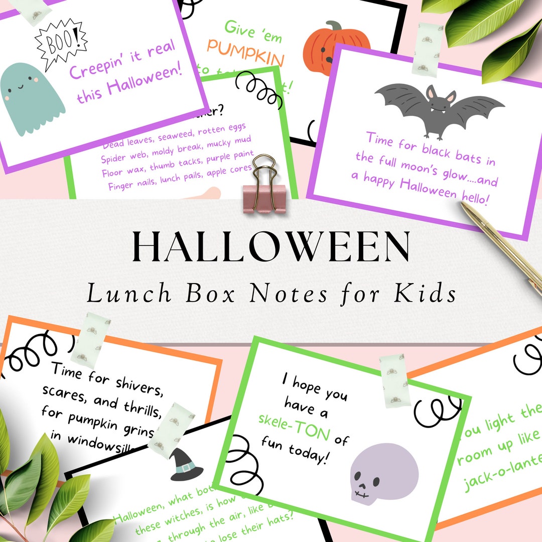 Halloween Lunch Box Notes for Kids, October School Ideas, Instant ...