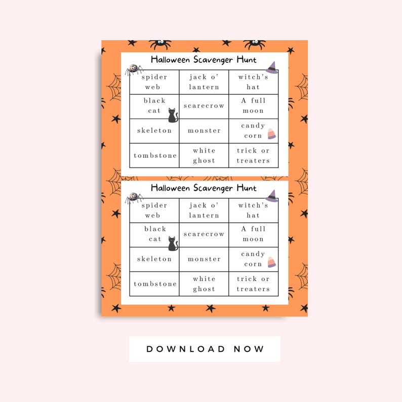 Halloween Scavenger Hunt for Kids Printable, Halloween Preschool ...