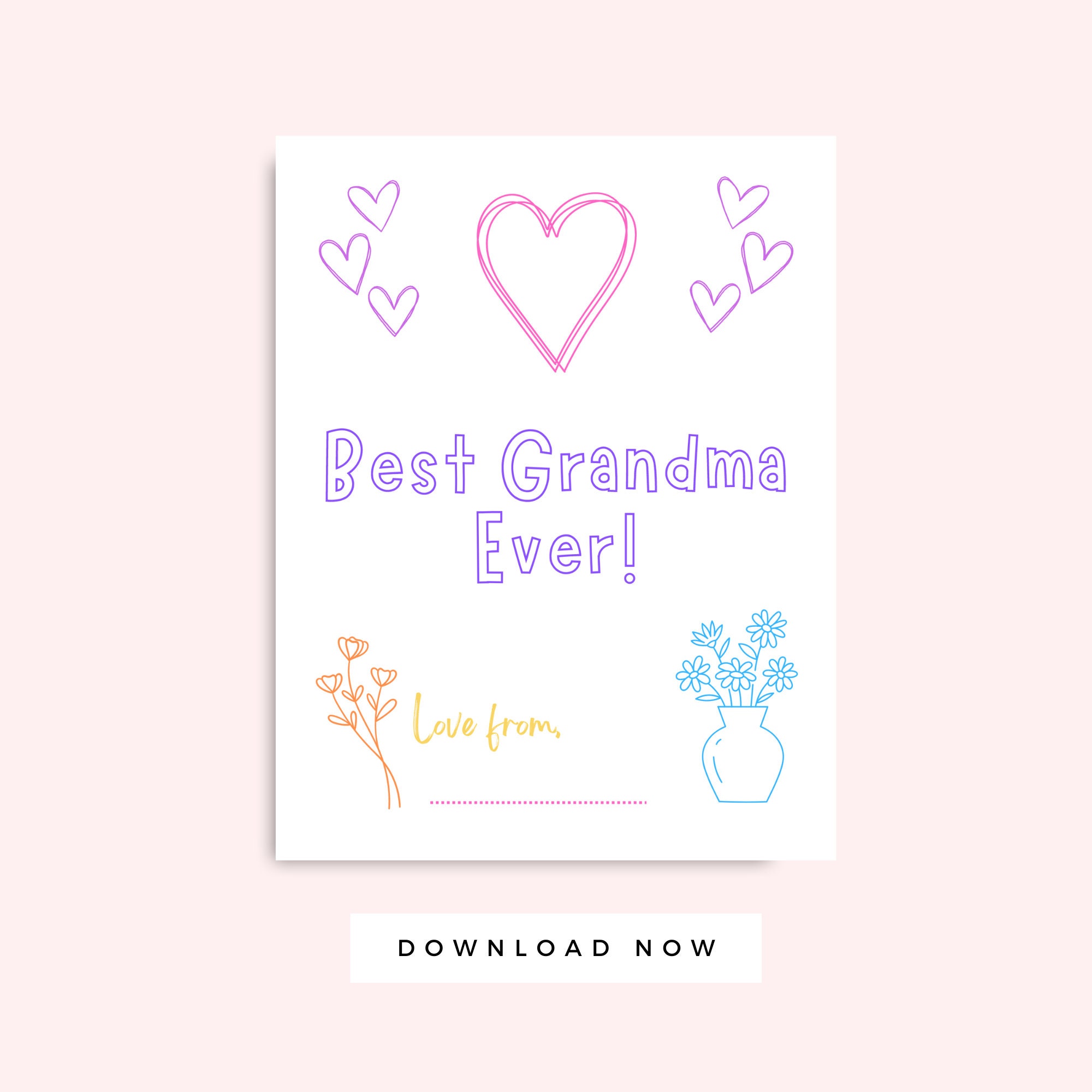 Best Grandma Ever Coloring Page, Grandparent's Day Gift From Kids ...