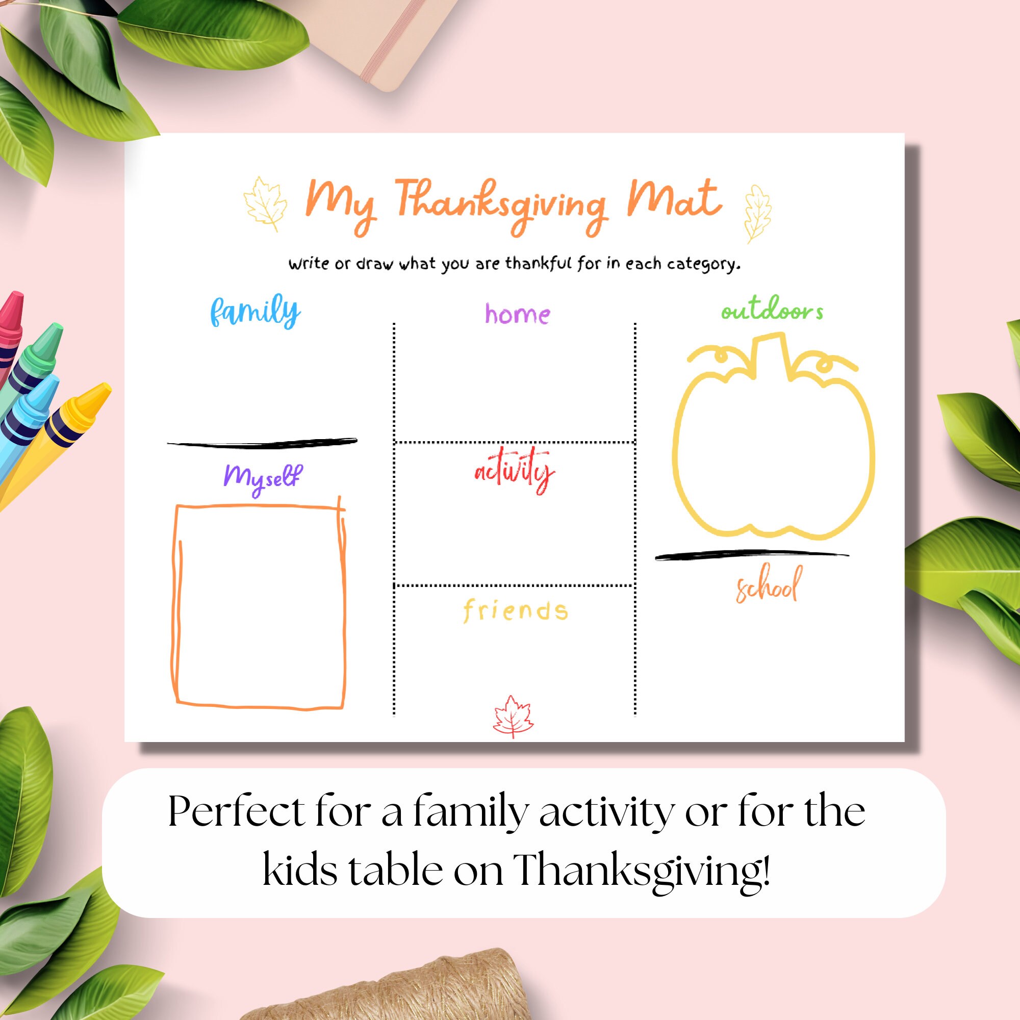 Thanksgiving Placemat for Kids, Printable Thanksgiving Kid Activity ...