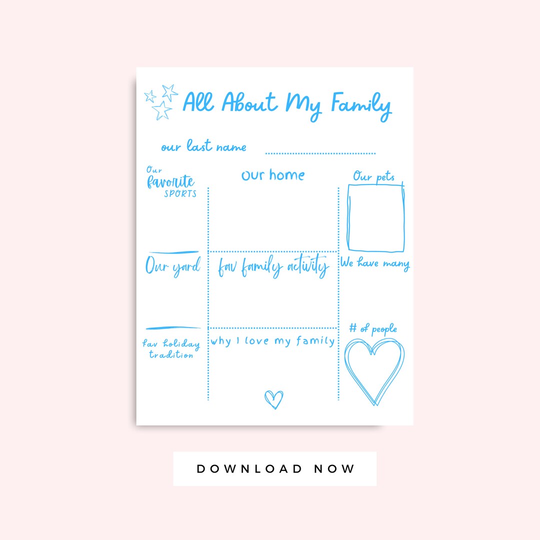 All About My Family Activity Page for Preschoolers Blue, Family ...