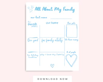 All About My Family Activity Page for Preschoolers Pink - Etsy