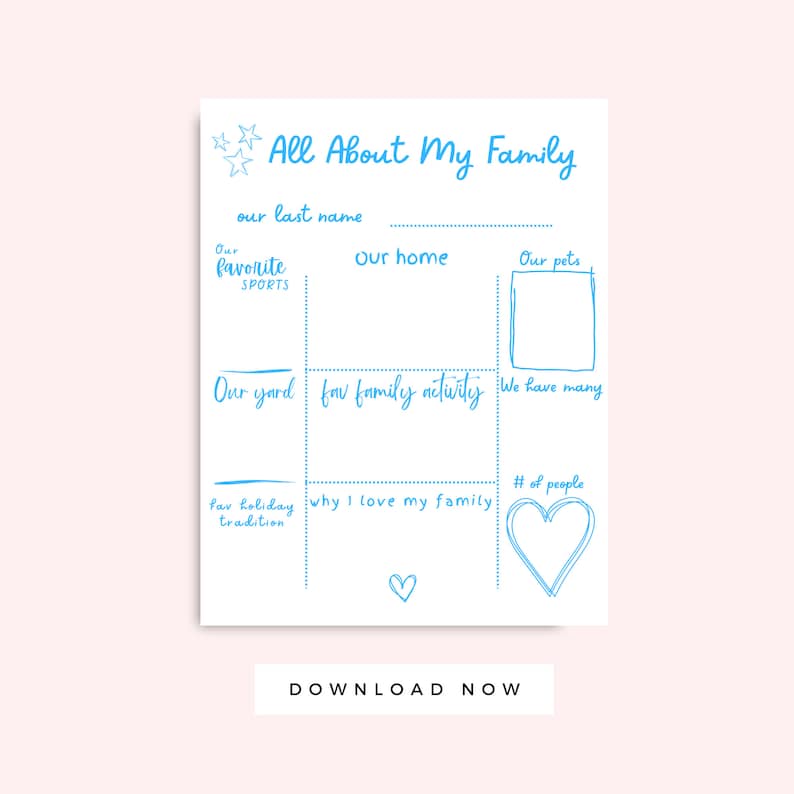 All About My Family Activity Page for Preschoolers Blue, Family ...