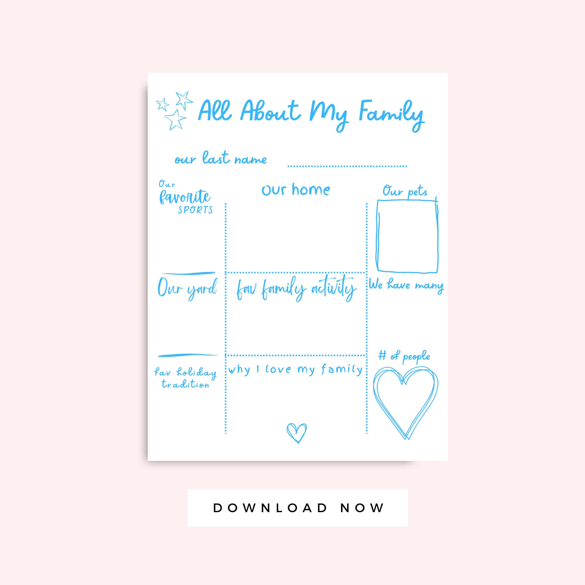All About My Family Activity Page for Preschoolers Blue, Family ...