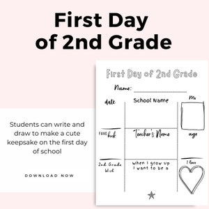 First Day of 2nd Grade Printable Activity and Coloring Page, Second ...