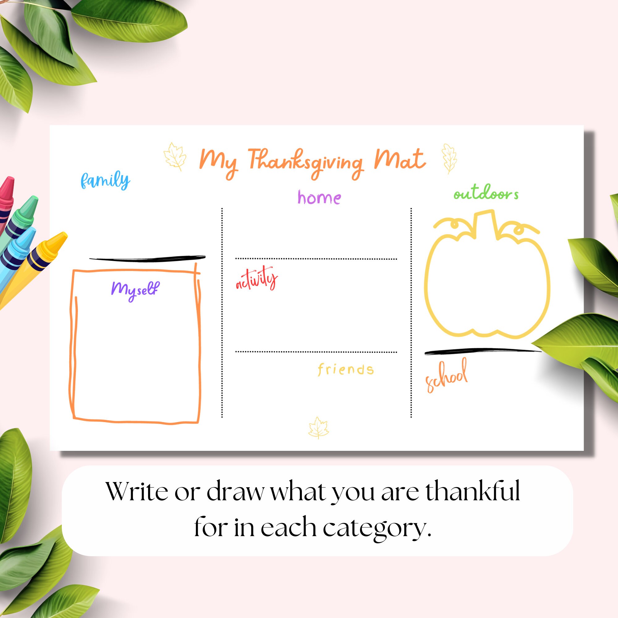 Thanksgiving Placemat for Kids, Printable Thanksgiving Kid Activity ...