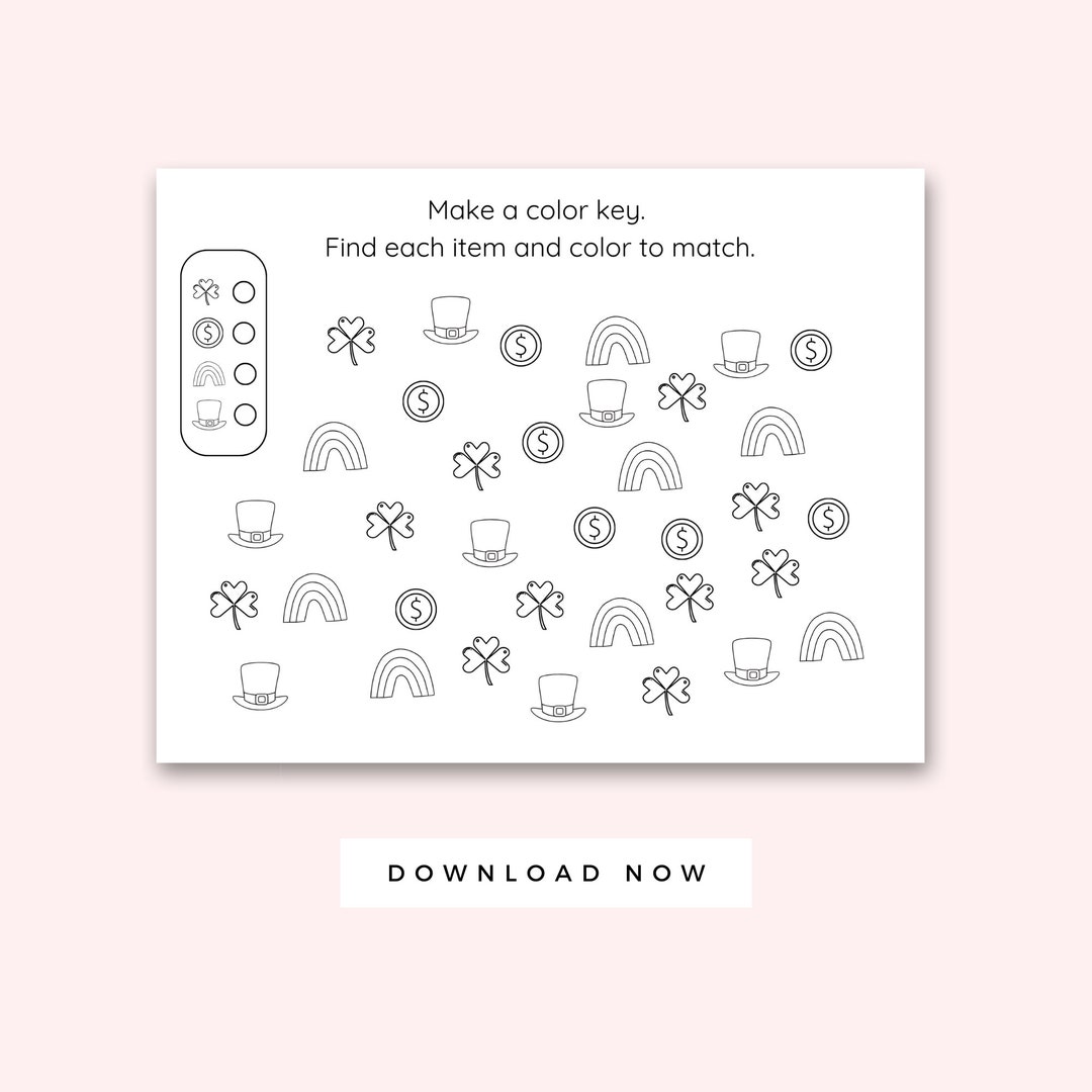 Lucky Coloring Page, Saint Patrick's Day Printable Worksheet, 3 Year ...