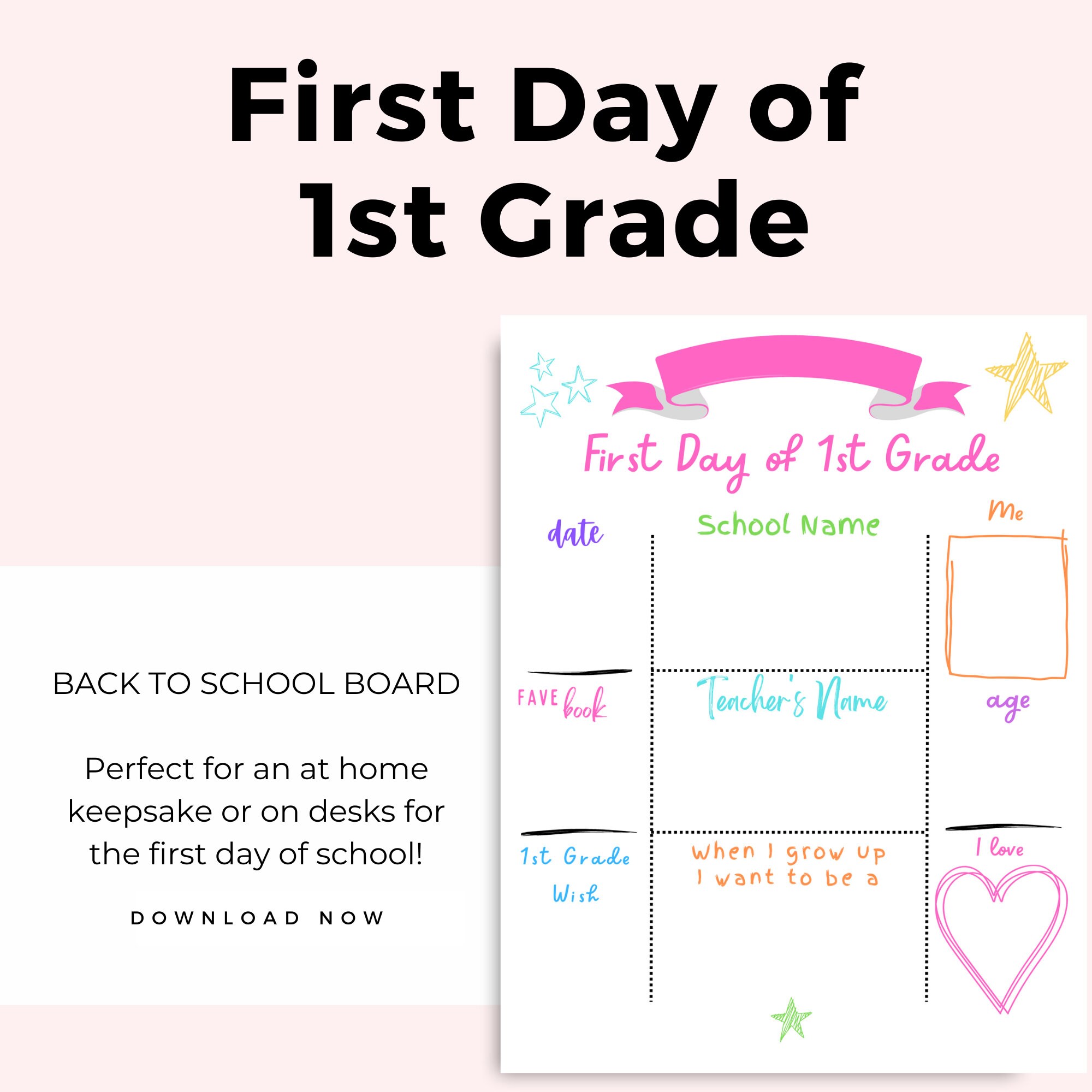 First and Last Day of School Sign 1st Grade Printable, Back to School ...