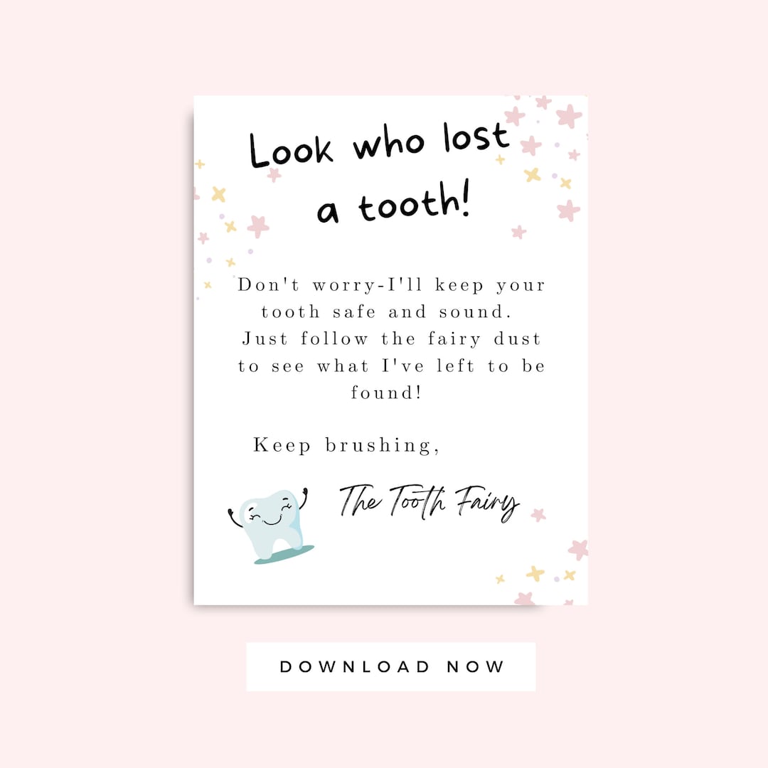 Tooth Fairy Letter for Kids Printable, Tooth Fairy Note, Lost Tooth ...