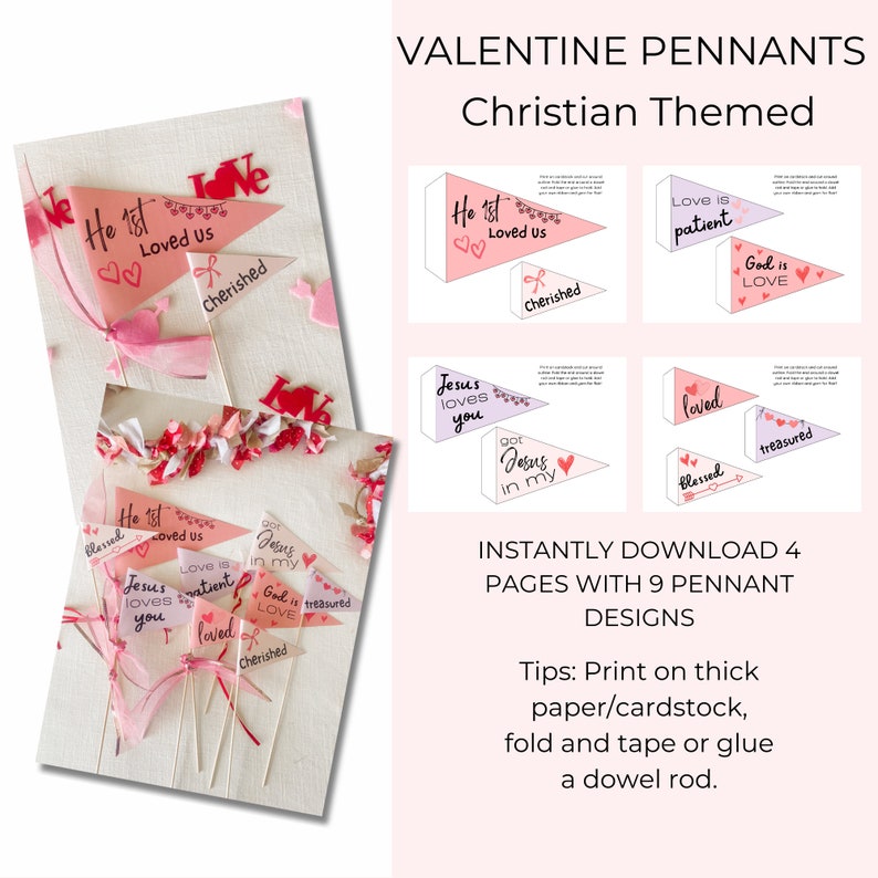 Christian Valentine's Day Pennant Printables, Valentine Photo Props ...