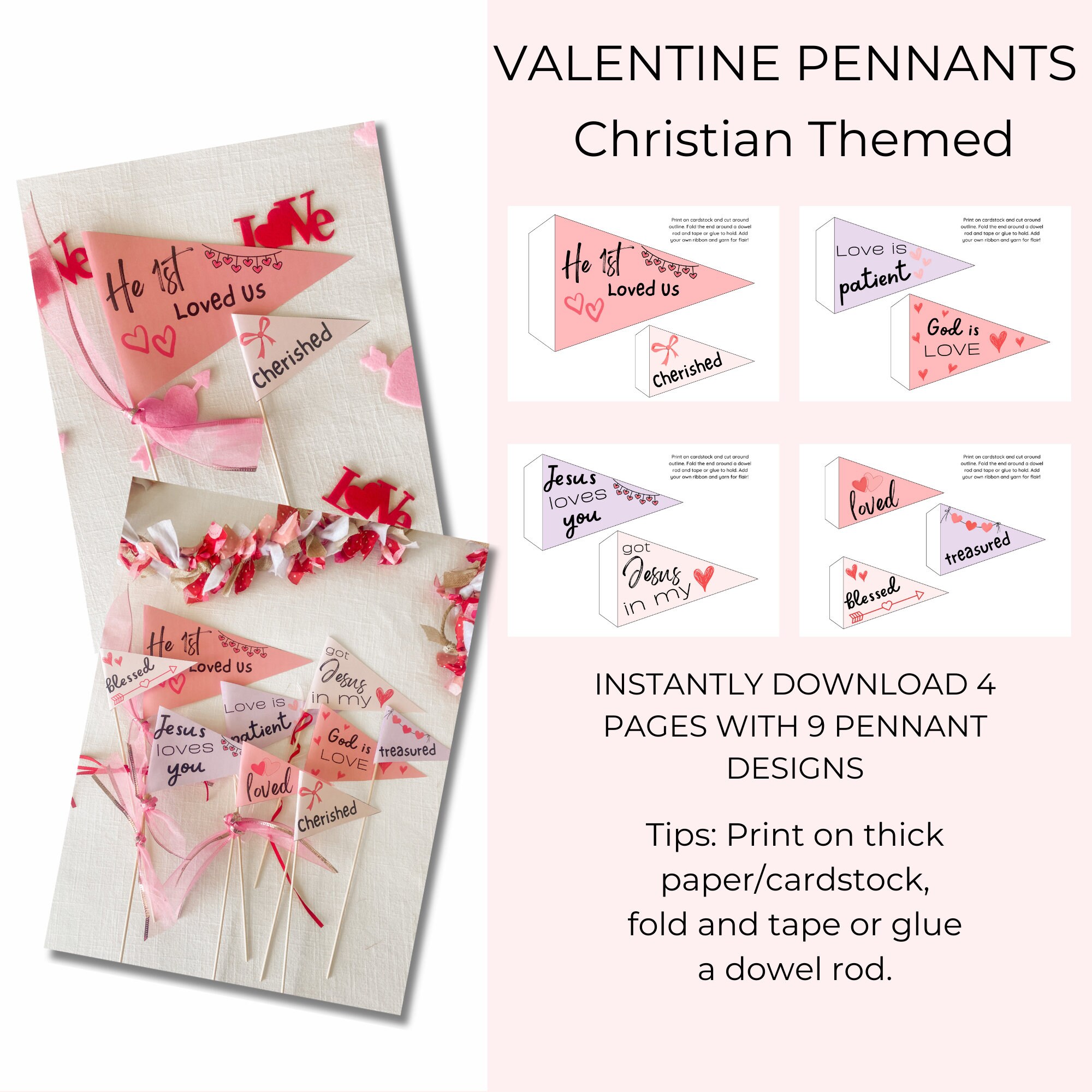 Christian Valentine's Day Pennant Printables, Valentine Photo Props ...