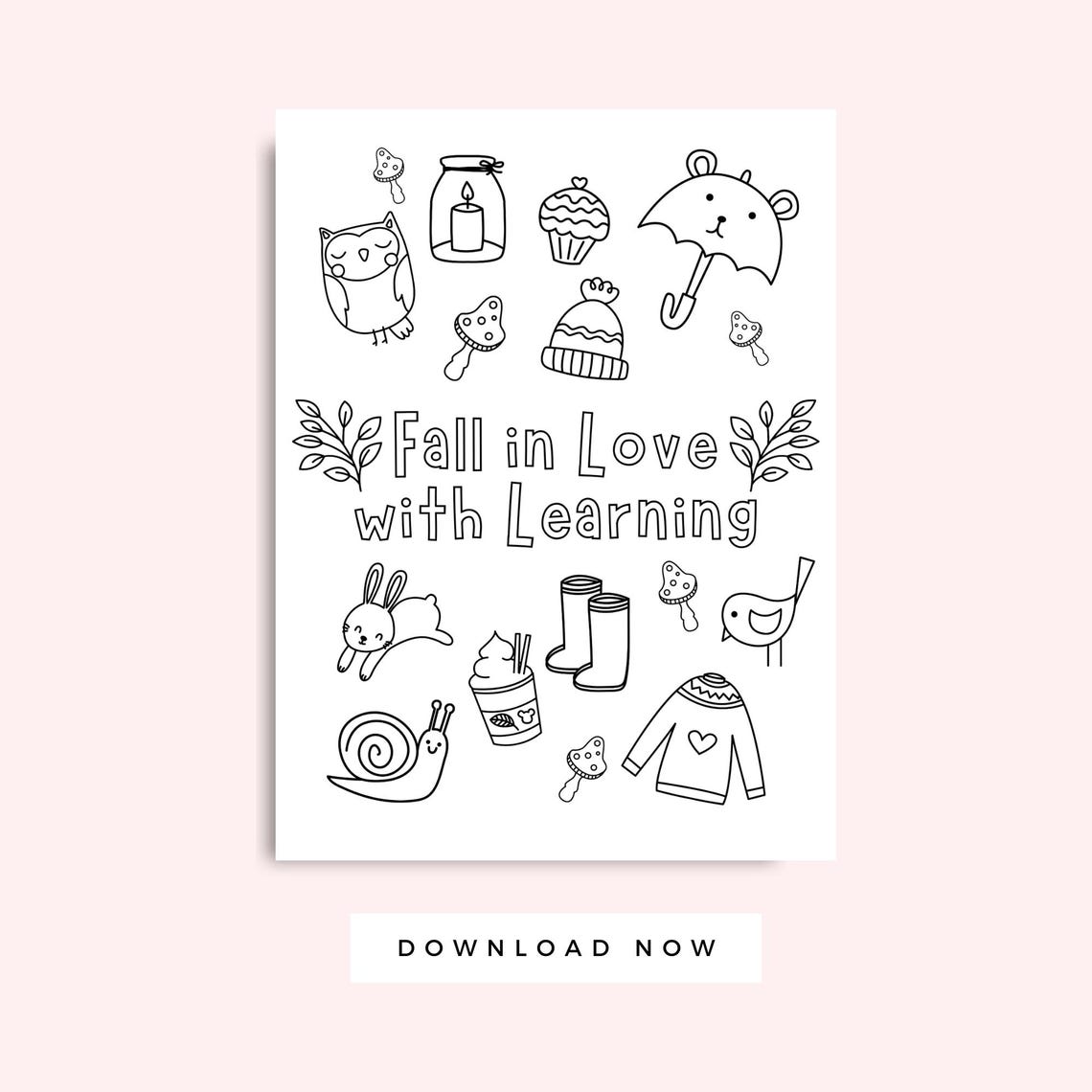 Fall in Love With Learning Printable, Fall Themed Coloring Page for ...