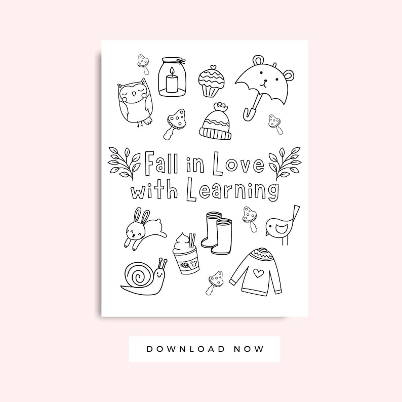 Fall in Love With Learning Printable, Fall Themed Coloring Page for ...