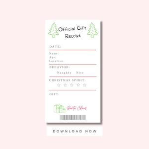 Santa Gift Receipt for Kids Printable, Printable Card From Santa ...