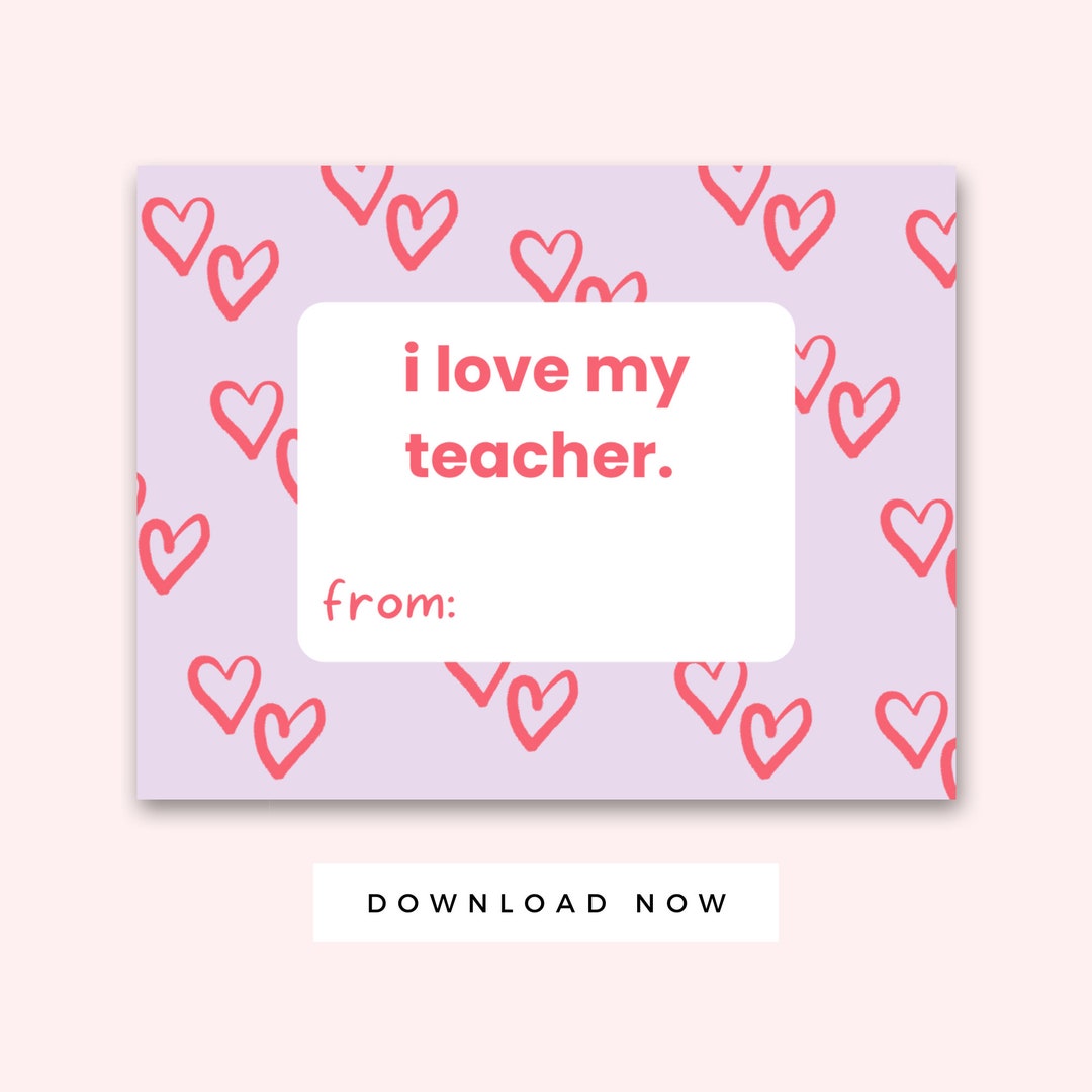 Printable Valentine Cards for Teachers, Instant Download Valentine's ...