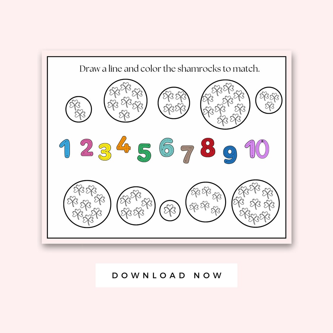 Saint Patrick's Day Kid Activities, Color and Count, Shamrock, Number ...