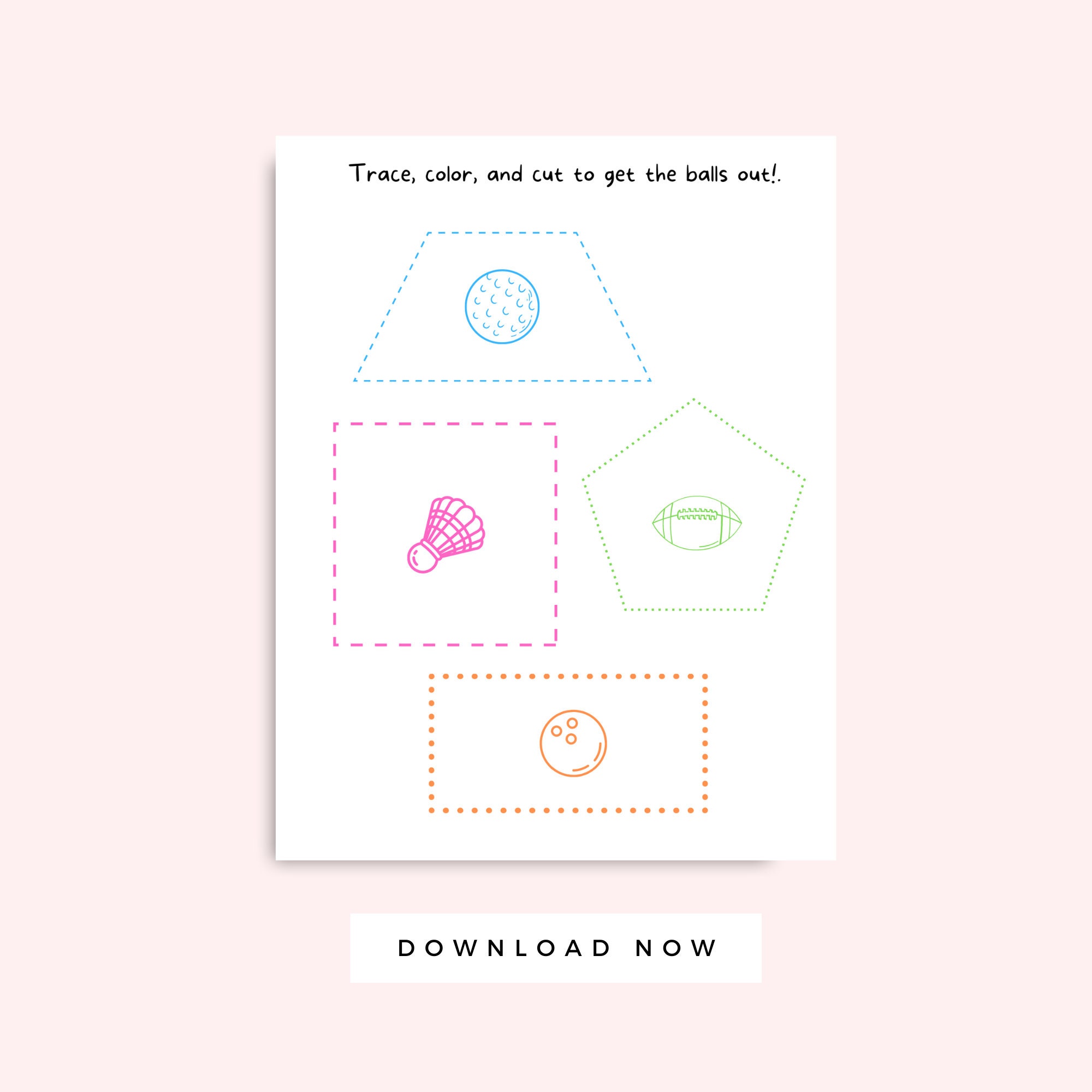 Sports Themed Preschool Cutting and Tracing Practice, Kid Activity ...