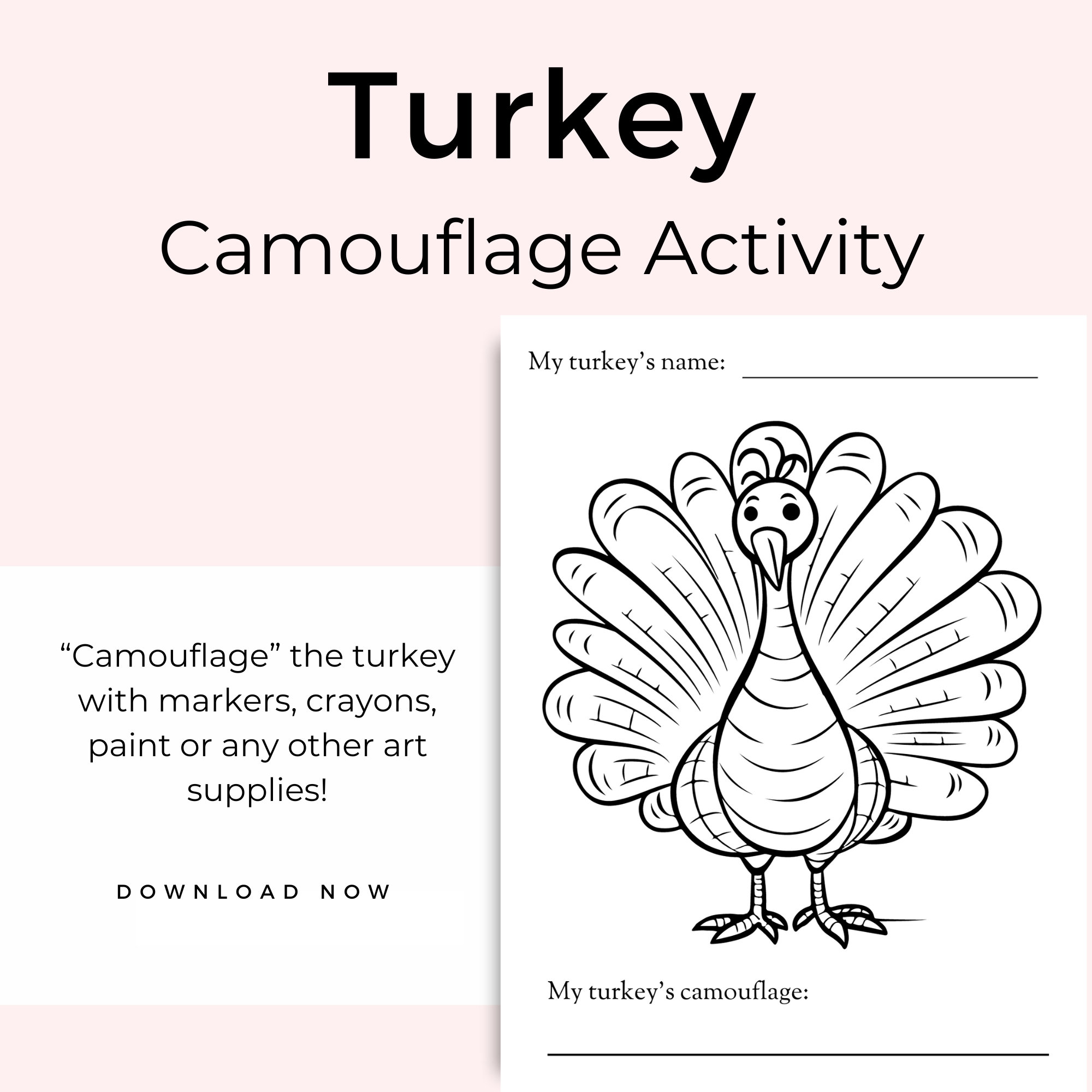 Turkey Disguise Craft, Turkey Camouflage Activity for Kids ...
