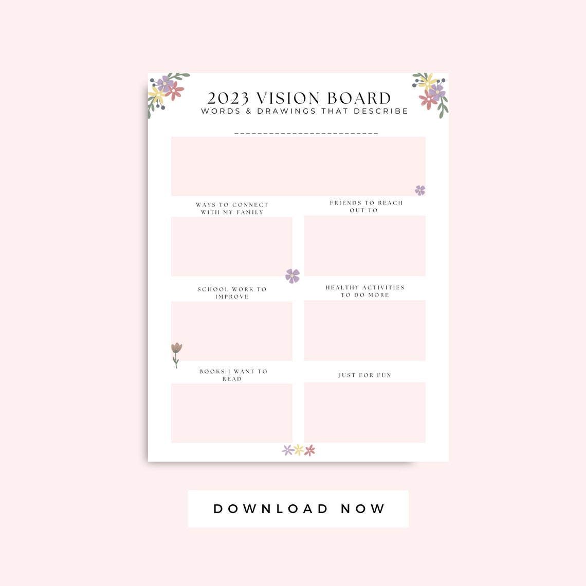 Vision Board Printable for Kids, Home Learning Activity, Kids Printable ...