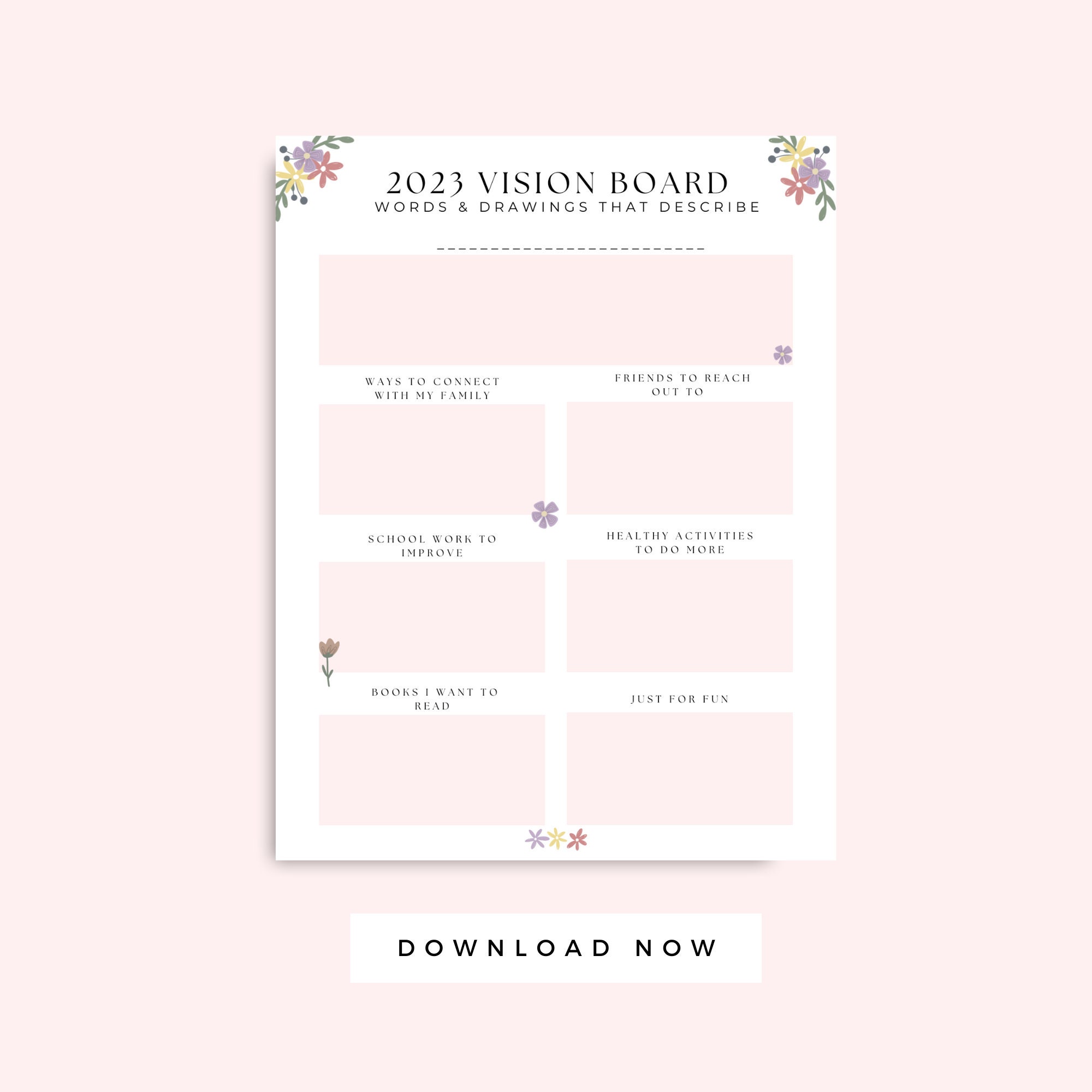 Vision Board Printable for Kids, Home Learning Activity, Kids Printable ...