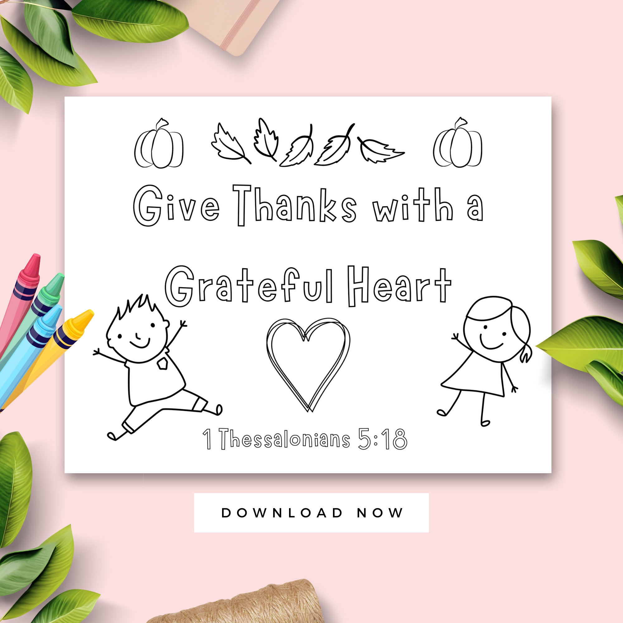 Give Thanks With a Grateful Heart Bible Verse Coloring Page for Kids ...