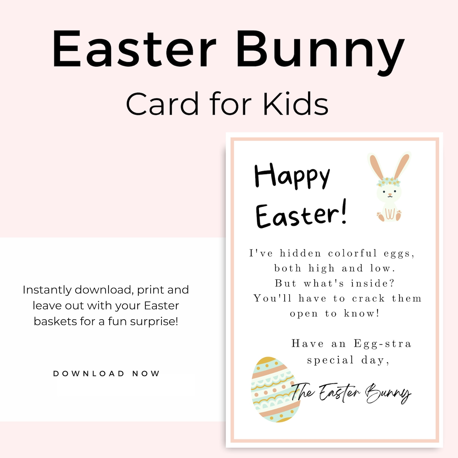 Easter Bunny Letter for Kids Printable Muted Color, Easter Kid Activity ...