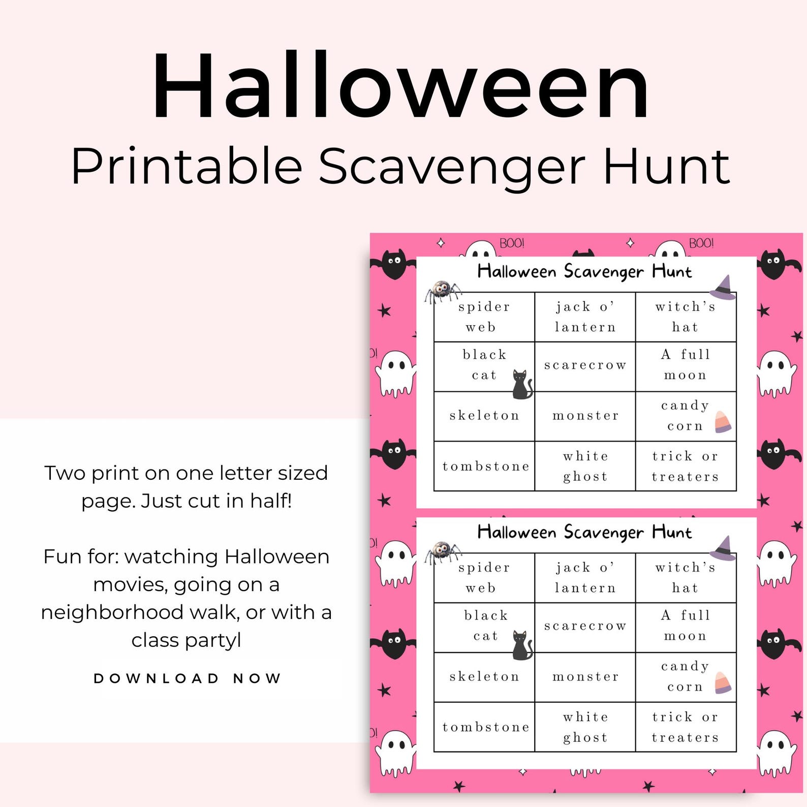 Halloween Scavenger Hunt for Kids Printable, Halloween Preschool ...