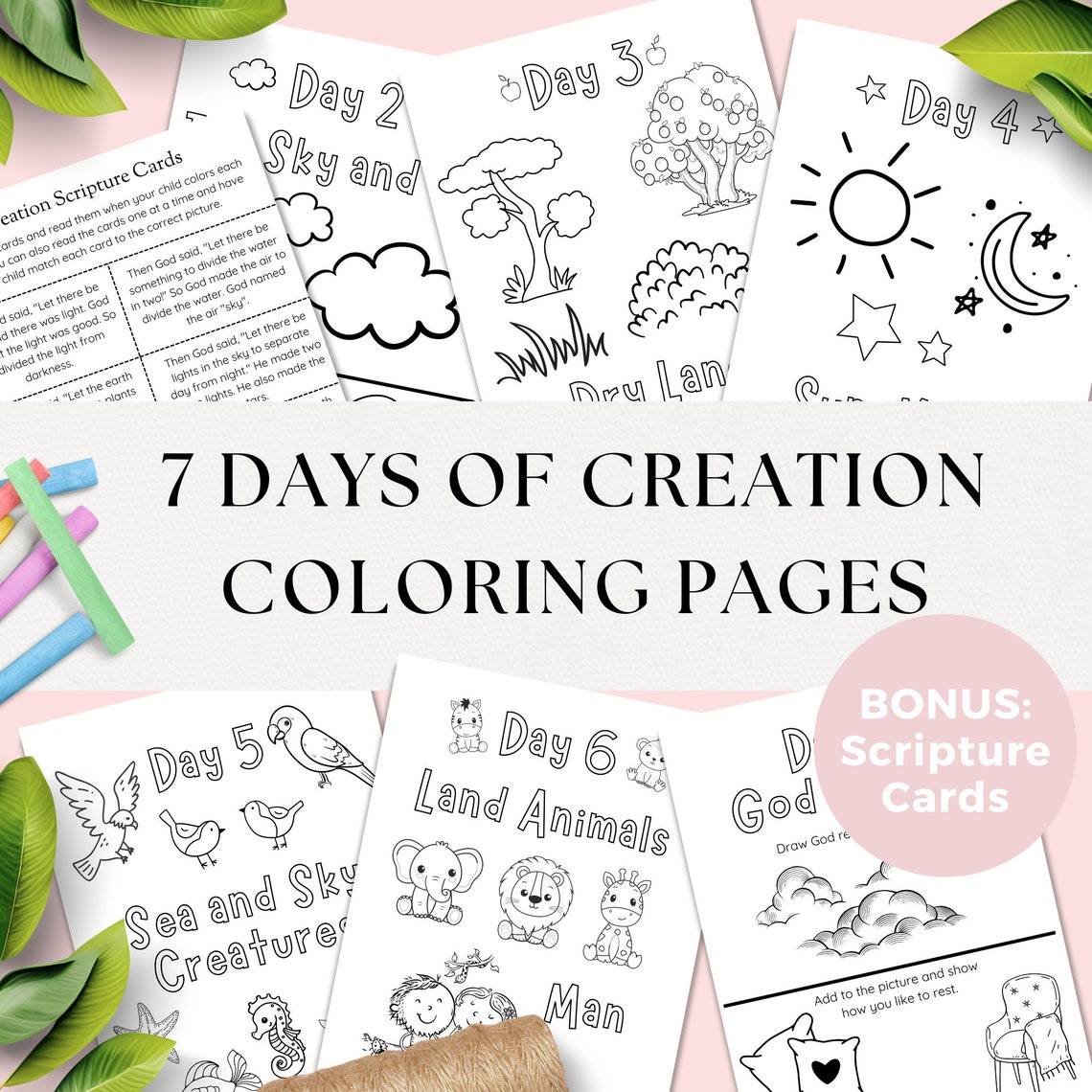 Creation Days Coloring Pages, 7 Days of Creation Preschool Activities ...
