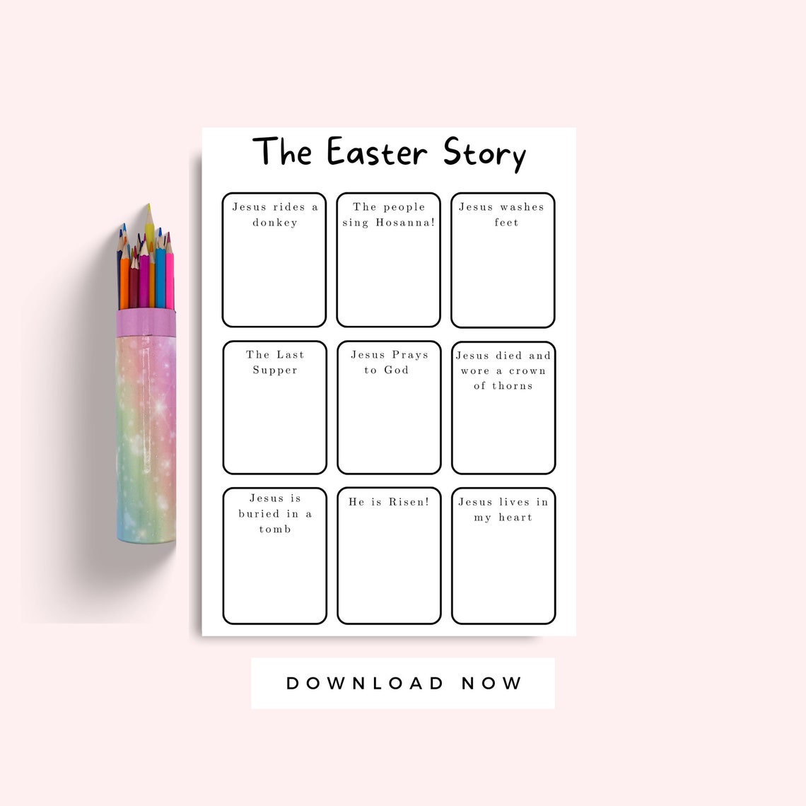 Easter Story Color Cut and Paste Craft for Kids, Printable Holy Week ...