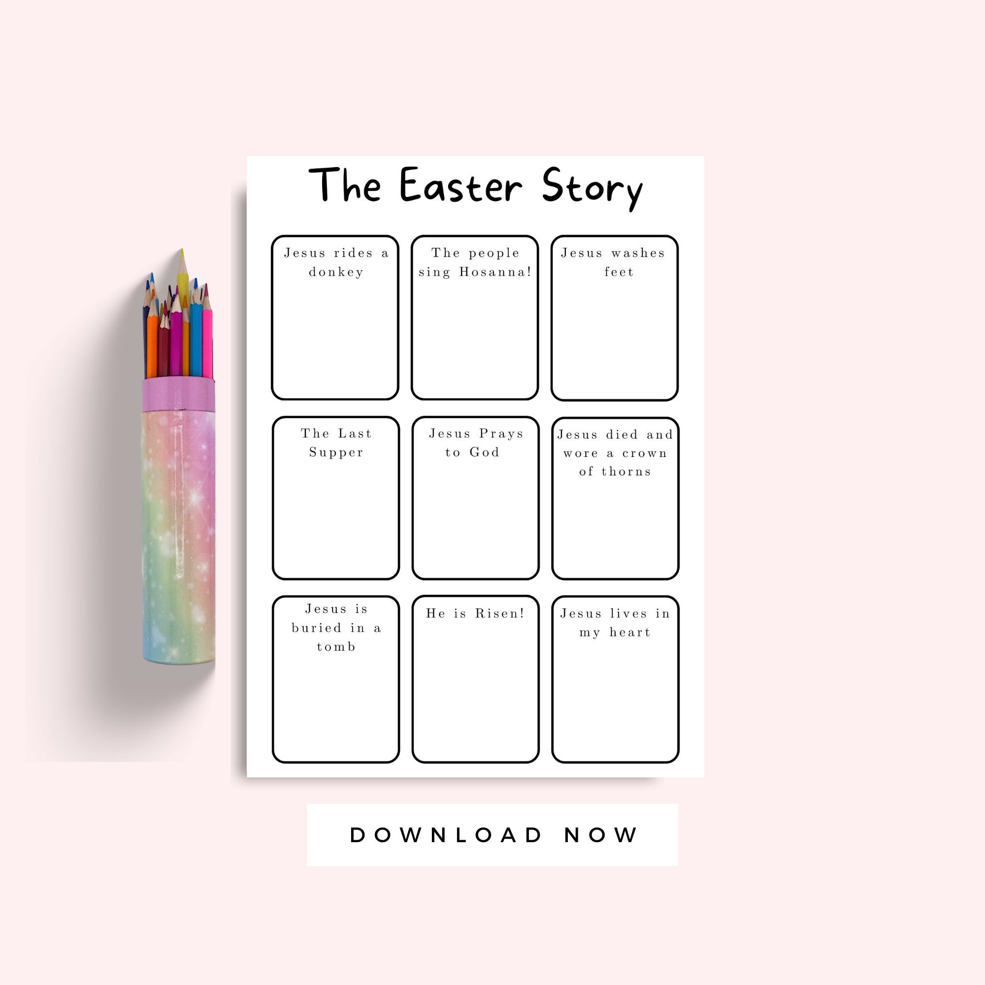 Easter Story Color Cut and Paste Craft for Kids, Printable Holy Week ...