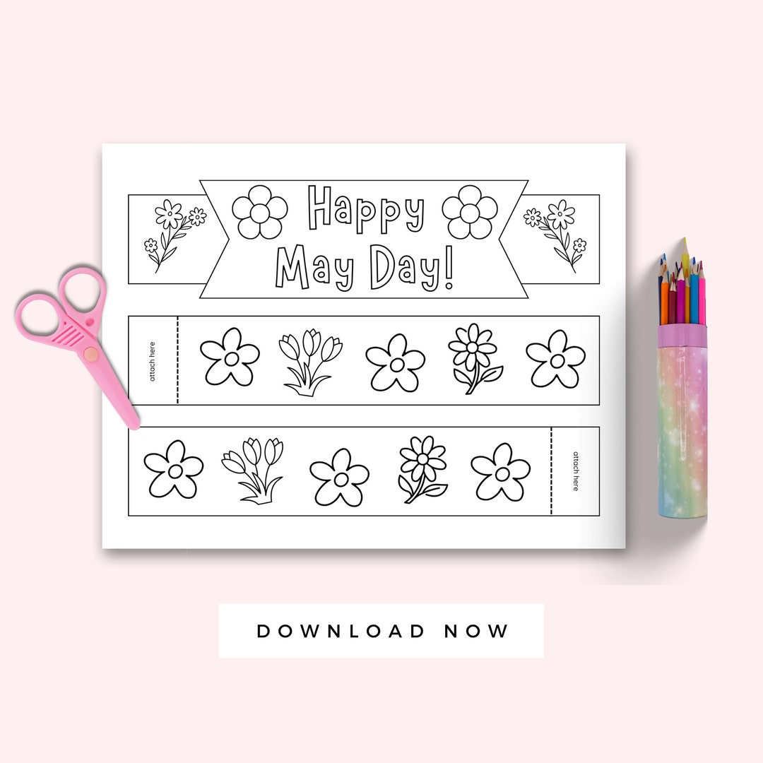 May Day Printable Crown Craft for Kids, Happy May Day Activity, Spring ...