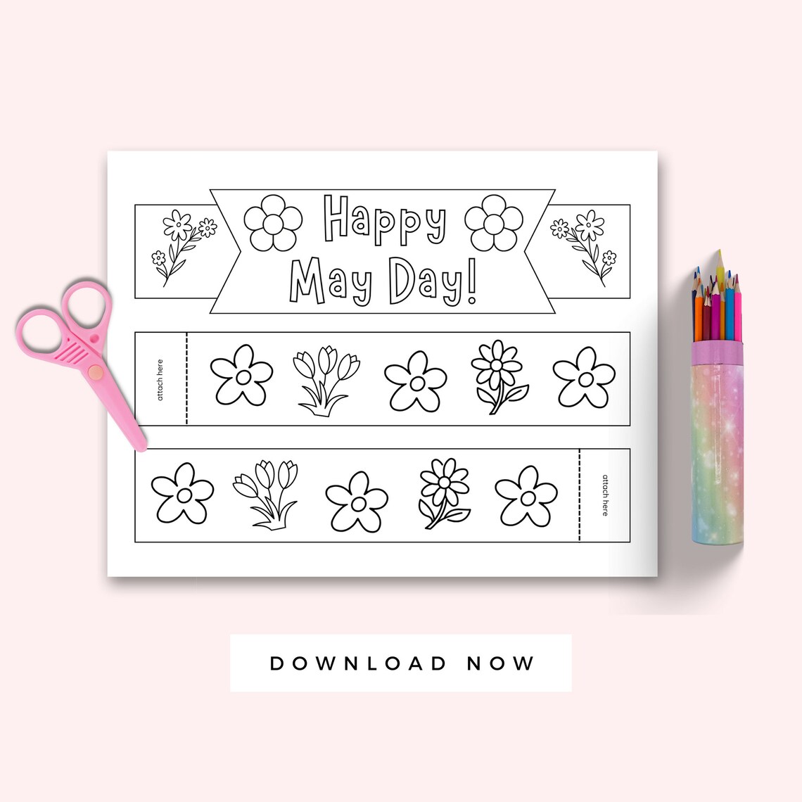 May Day Printable Crown Craft for Kids, Happy May Day Activity, Spring ...