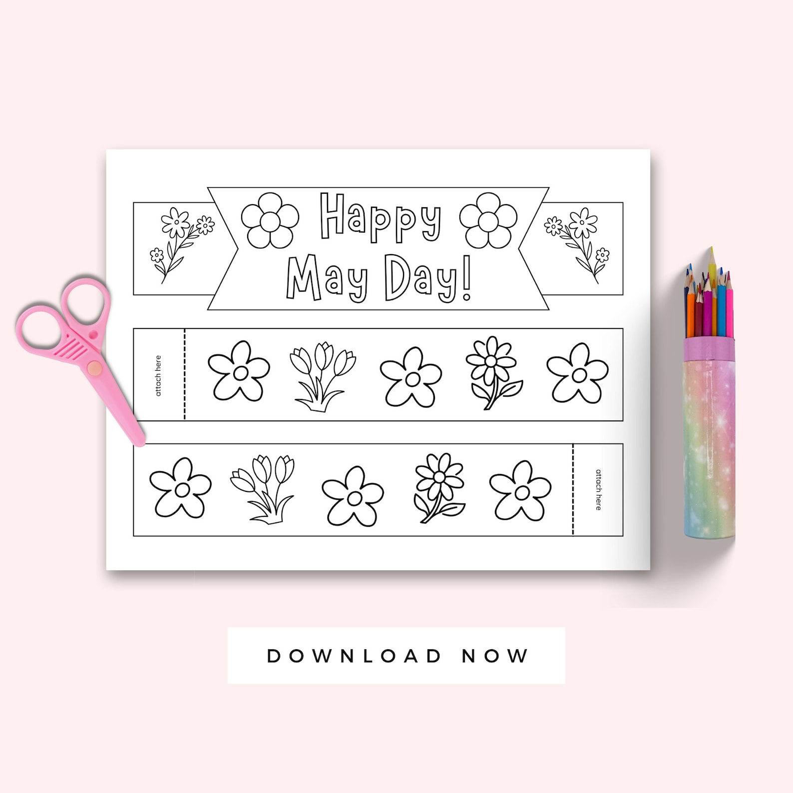 May Day Printable Crown Craft for Kids, Happy May Day Activity, Spring ...