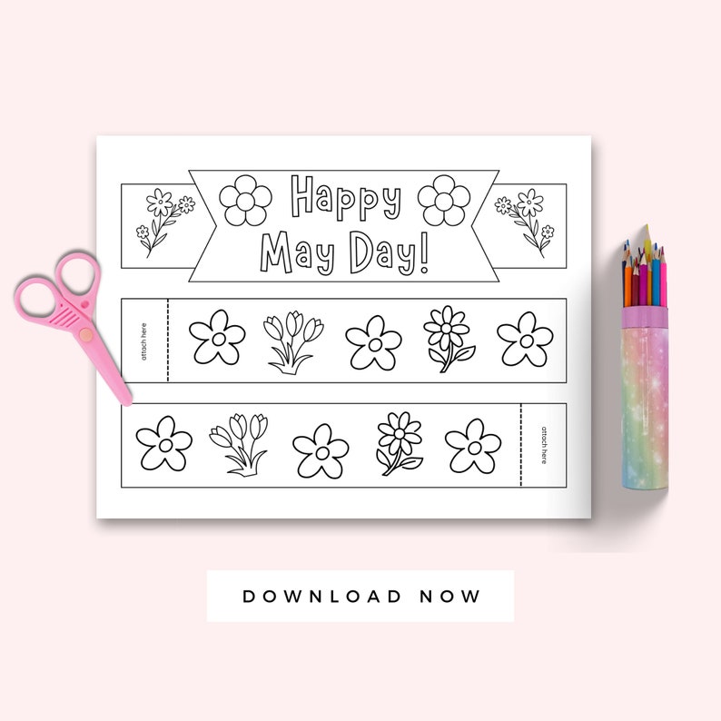 May Day Printable Crown Craft for Kids, Happy May Day Activity, Spring ...