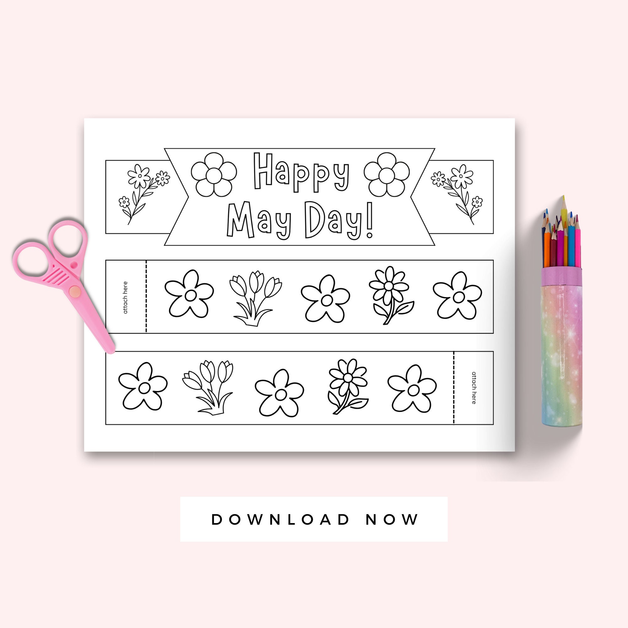 May Day Printable Crown Craft for Kids, Happy May Day Activity, Spring ...