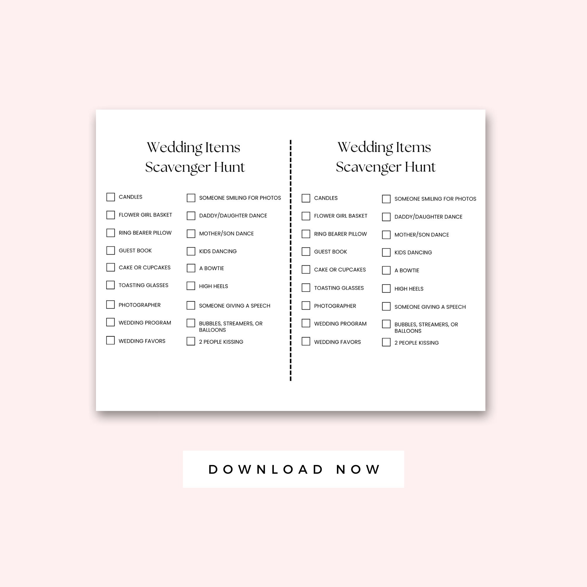 Wedding Scavenger Hunt for Kids Half Sheet, Wedding Kid Table Printable ...