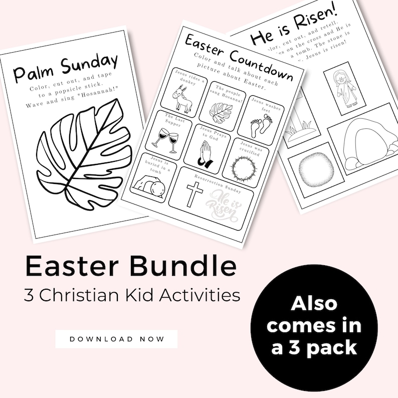 Easter Countdown Printable for Kids Black and White, Good Friday, Palm ...