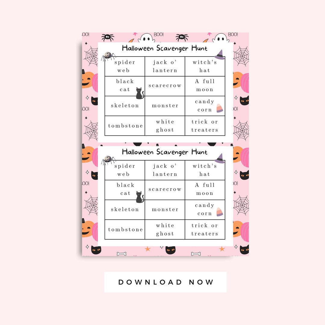 Halloween Scavenger Hunt for Kids Printable, Halloween Preschool ...