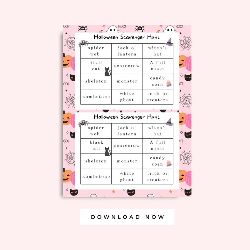 Halloween Scavenger Hunt for Kids Printable, Halloween Preschool ...