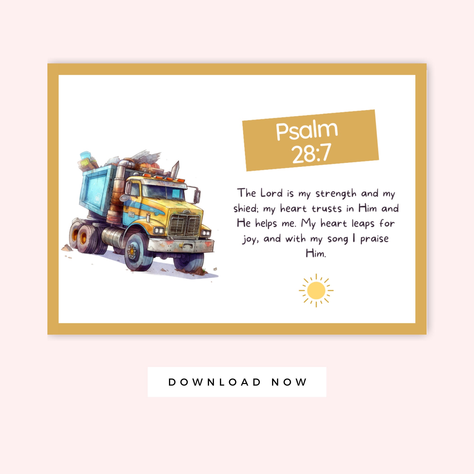 Lunch Box Notes for Kids Dump Truck, Bible Verse Cards Printable ...