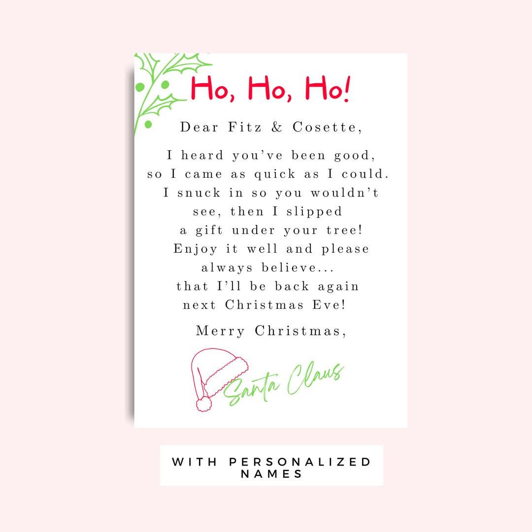 Santa Letter for Kids Printable, Printable Card From Santa for Kids on ...