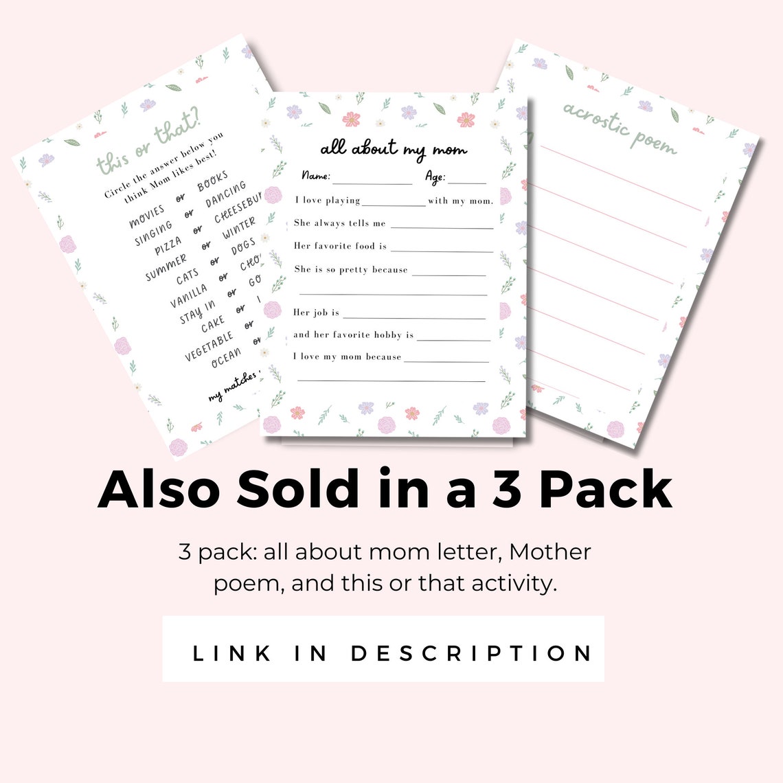 Mother's Day Printable Activity for Families, Mom's Birthday Printable ...