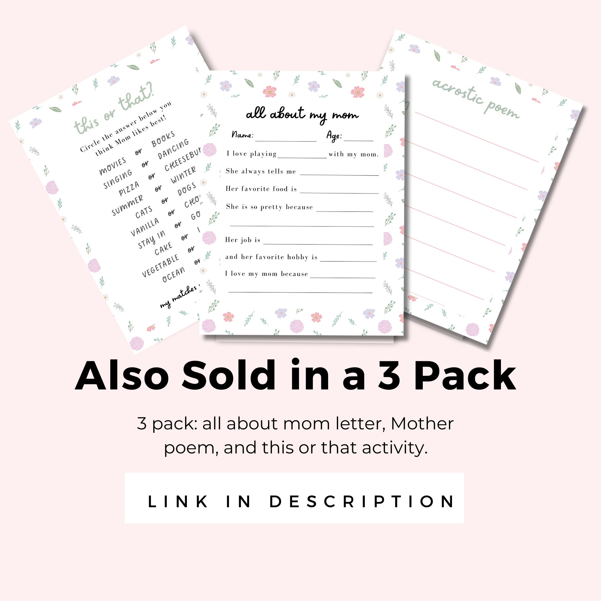 Mother's Day Printable Activity for Families, Mom's Birthday Printable ...