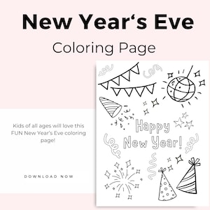 New Years Eve Coloring Page for Kids, New Year Activities for Kids ...