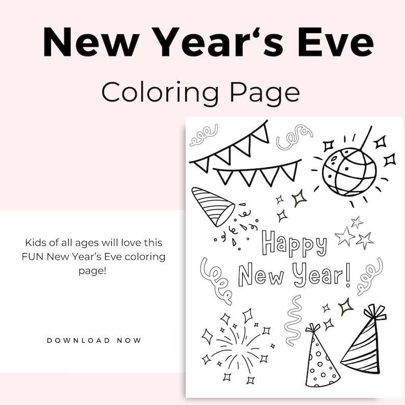 New Years Eve Coloring Page for Kids, New Year Activities for Kids ...