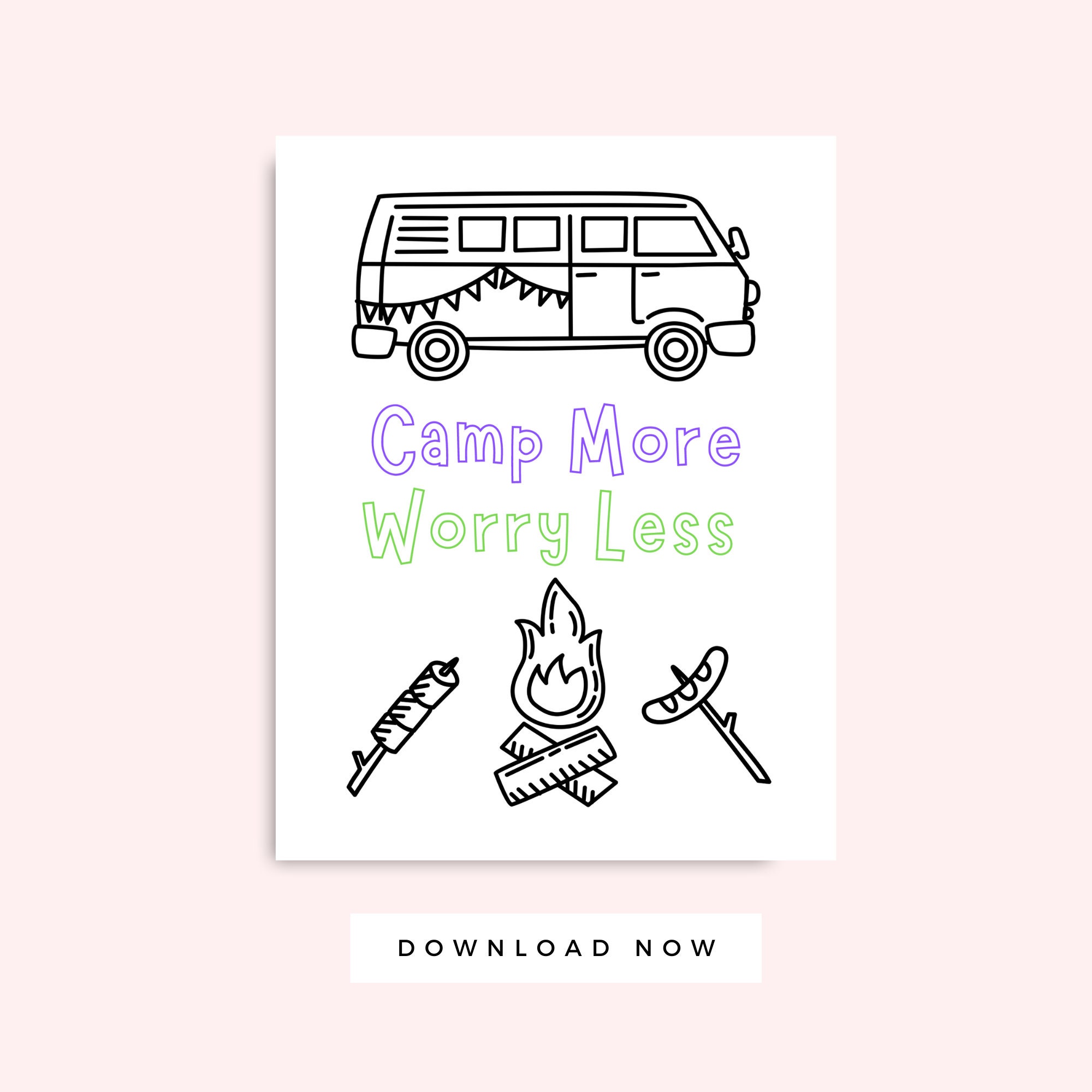 Camping Coloring Pages PDF 5 Page Camping Activity Packet for - Etsy