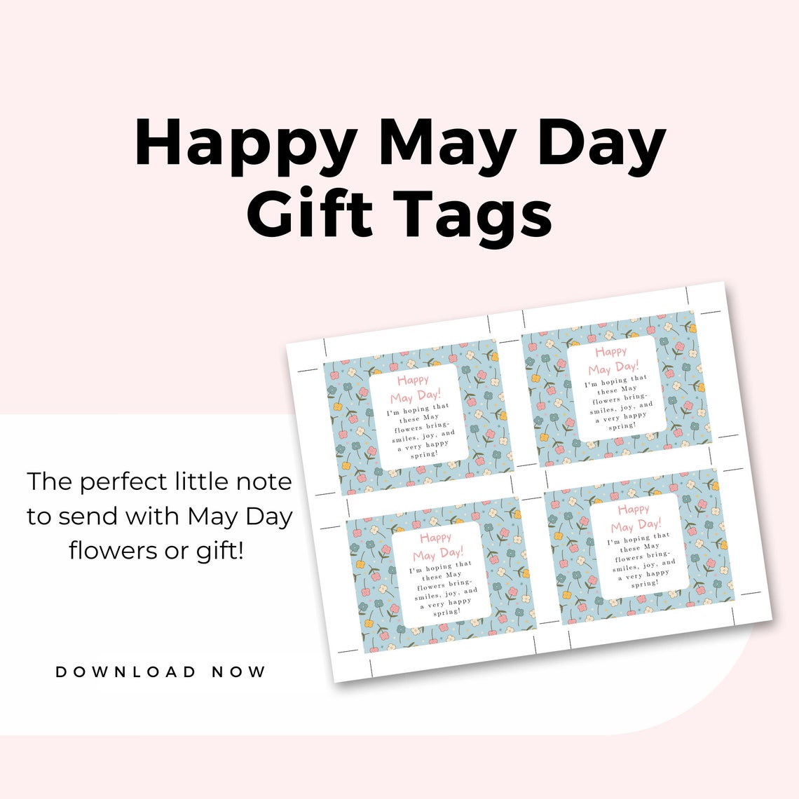 Happy May Day Printable Cards, May Day Notes, May Day Flower Gift Tag ...