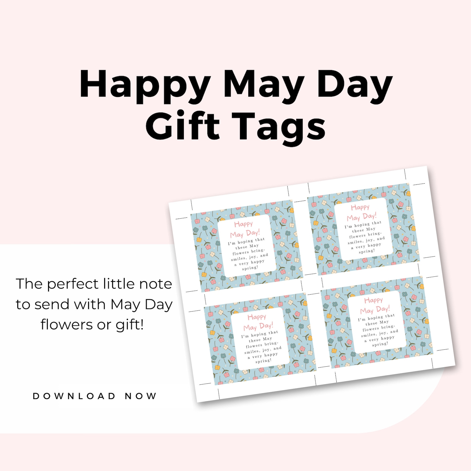Happy May Day Printable Cards, May Day Notes, May Day Flower Gift Tag ...