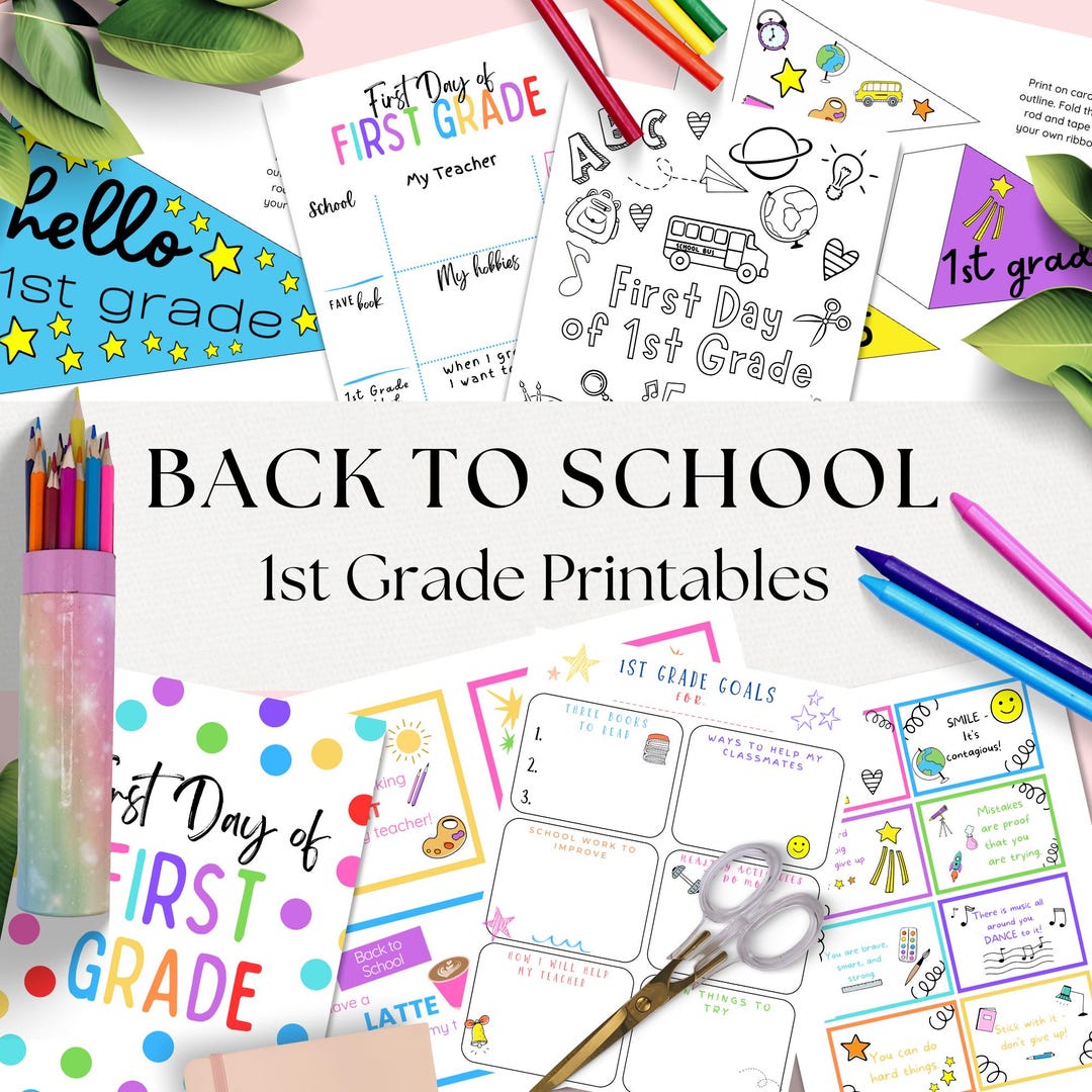 First Day of 1st Grade Printable Bundle, First Grade School Activities ...