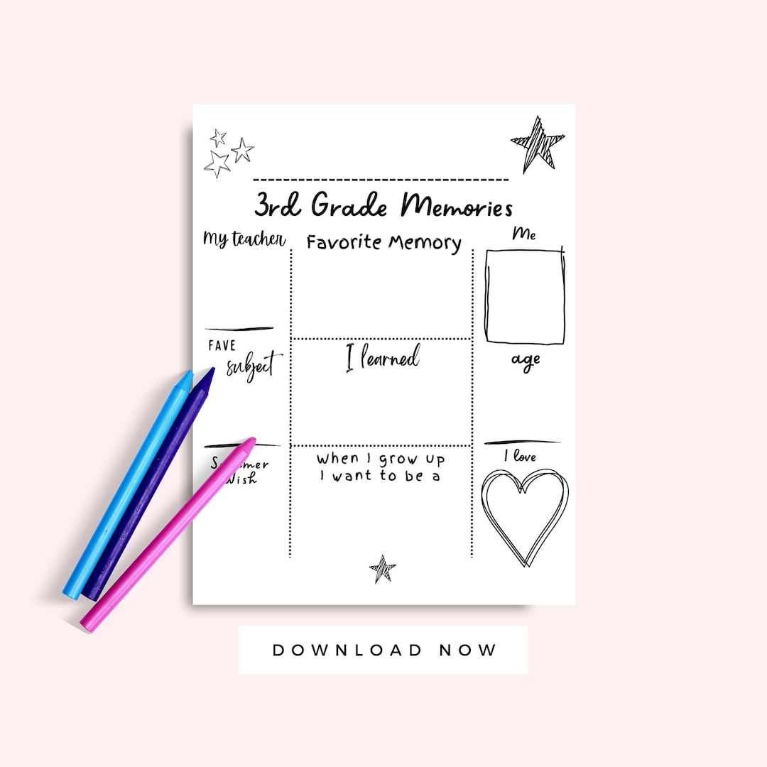 3rd Grade Memories Coloring Page, Third Grade Milestone Board, Last Day ...